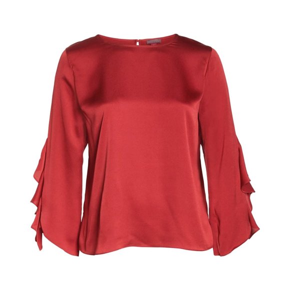 Vince Camuto | Tops | Nwt Womens Plus Size X Or 2x Vince Camuto Red Ruffle Sleeve Satin Blouse ...